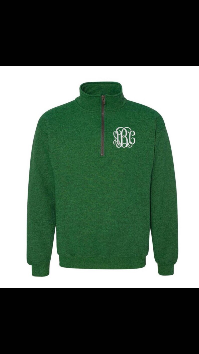 Heather Green Monogram 1/4 Zip - Etsy
