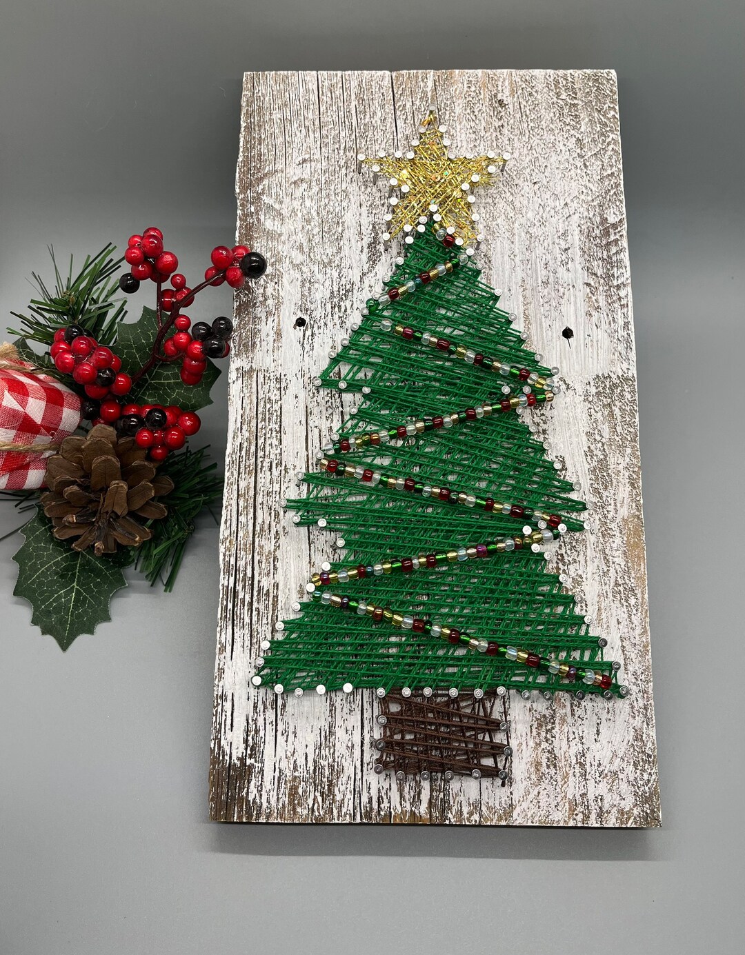 Beaded String Art Sign- Christmas Tree- *NOT A KIT* - Etsy