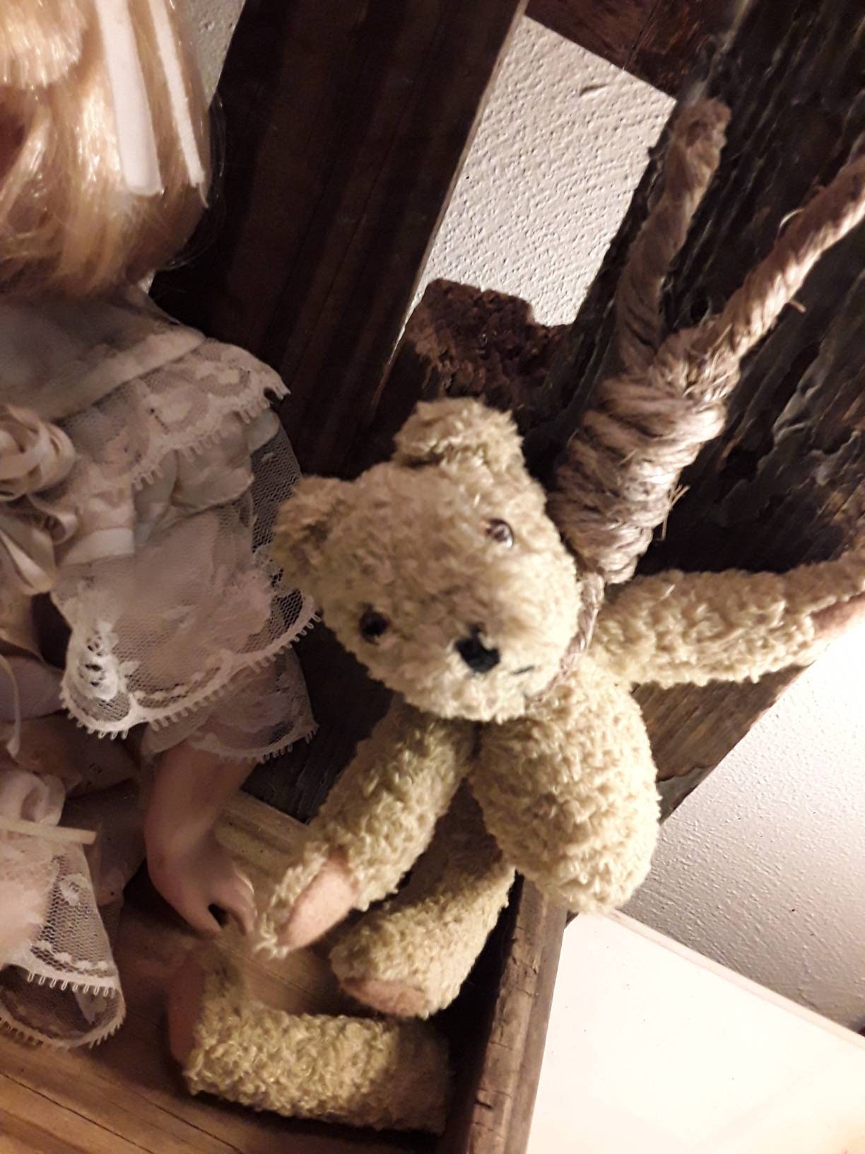 Sad Girl Doll playing with her Teddy bear Diorama Horror Art | Etsy