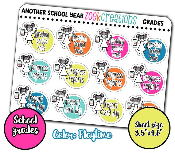 School Grades Girl Teacher Stickers Report Card Grading | Etsy
