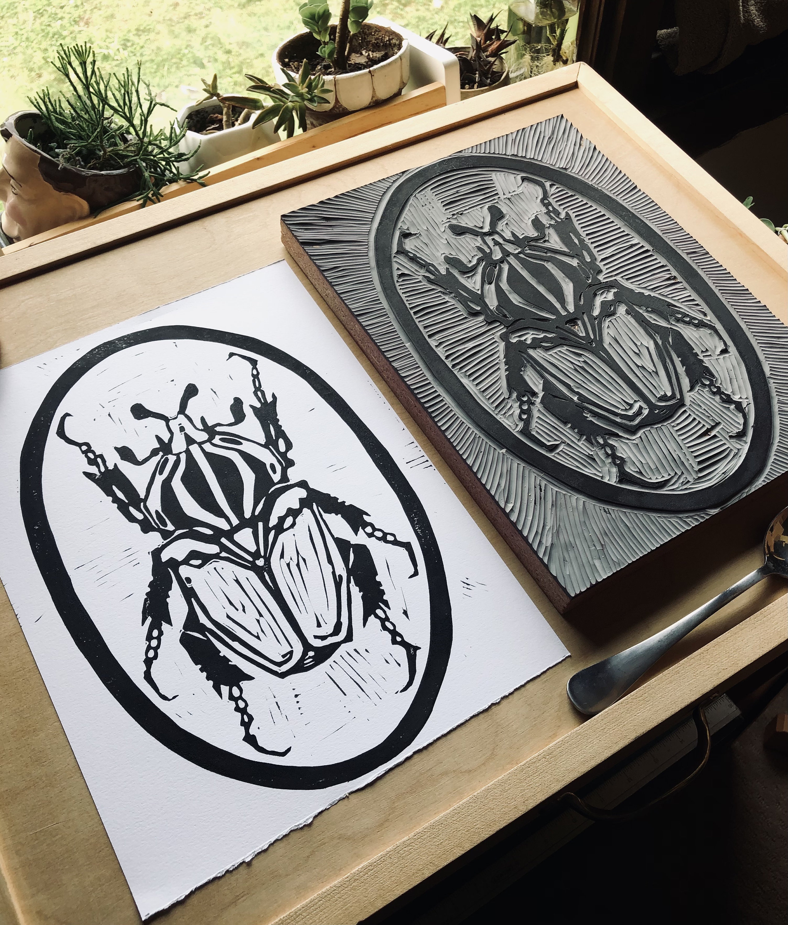 Linocut Print Goliath Beetle Insect, Entomology, Bugs, Bohemian, Tribal ...