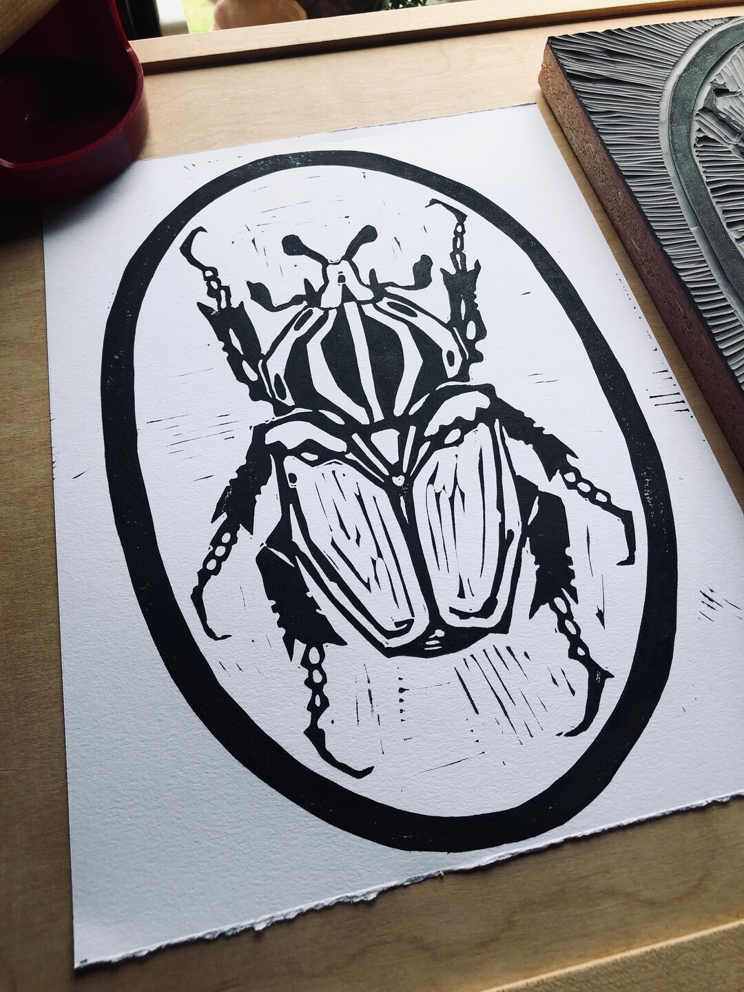 Linocut Print Goliath Beetle Insect, Entomology, Bugs, Bohemian, Tribal ...