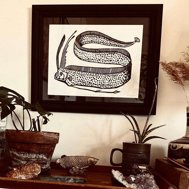 Fish Linocut - Etsy