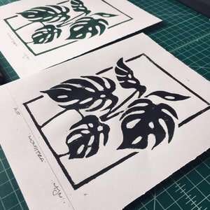 Linocut Print 8x10 Monstera, Houseplant, Plant, Garden, Floral ...