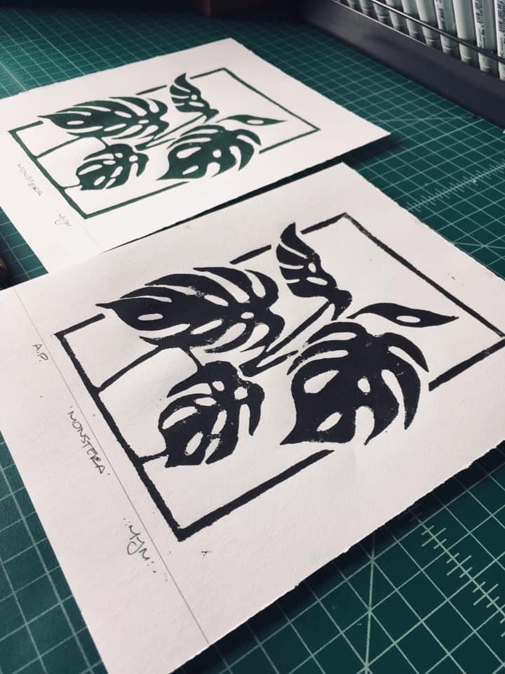 Linocut Print 8x10 Monstera Houseplant Plant Garden - Etsy
