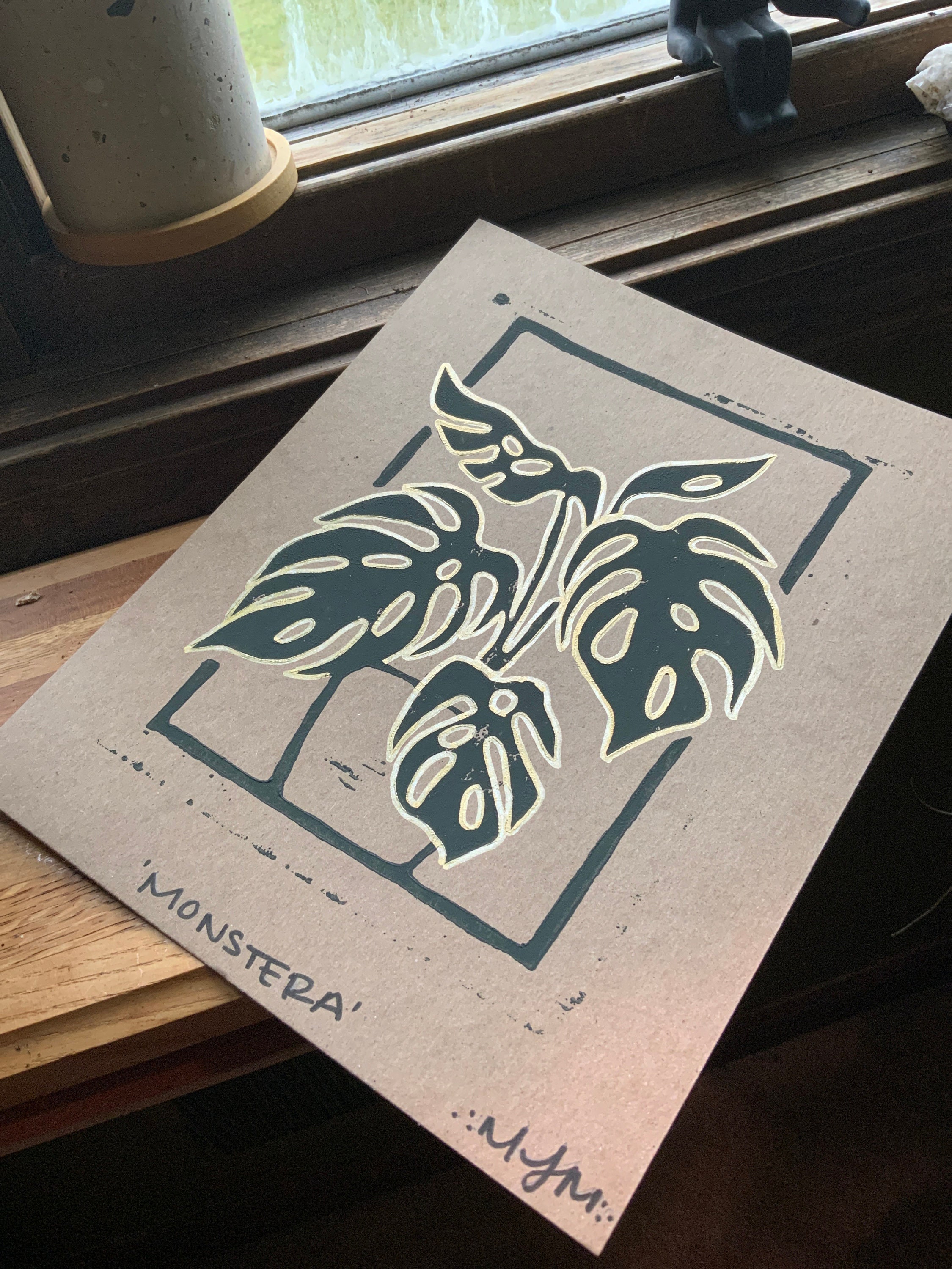 Linocut Print 8x10 Monstera Houseplant Plant Garden - Etsy