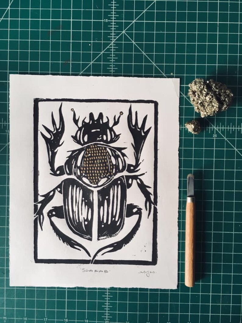 Linocut Print Scarab Beetle Insect Entomology Bugs - Etsy