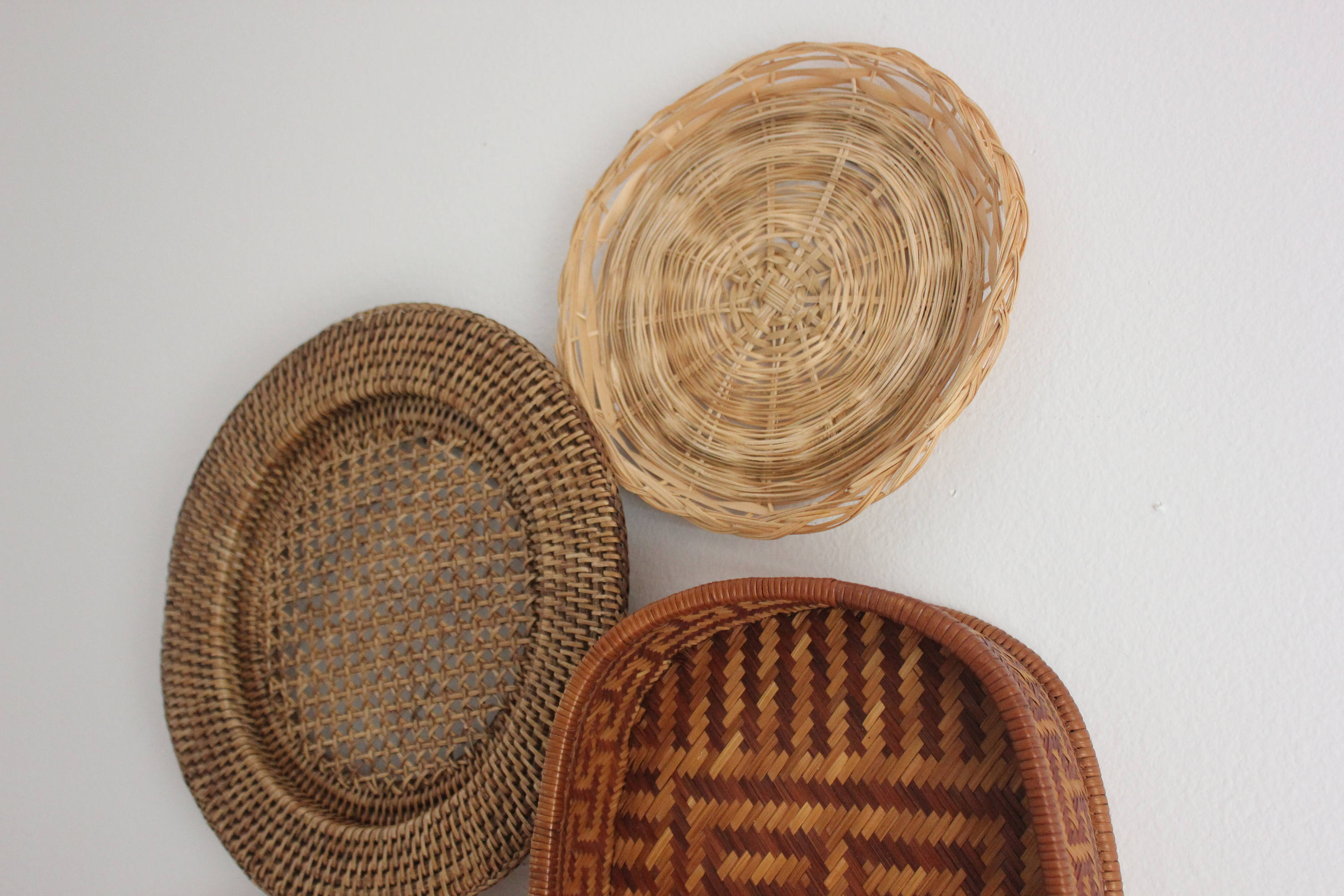 Beautiful Bohemian Basket Grouping Set of 7 Rattan Wall Art
