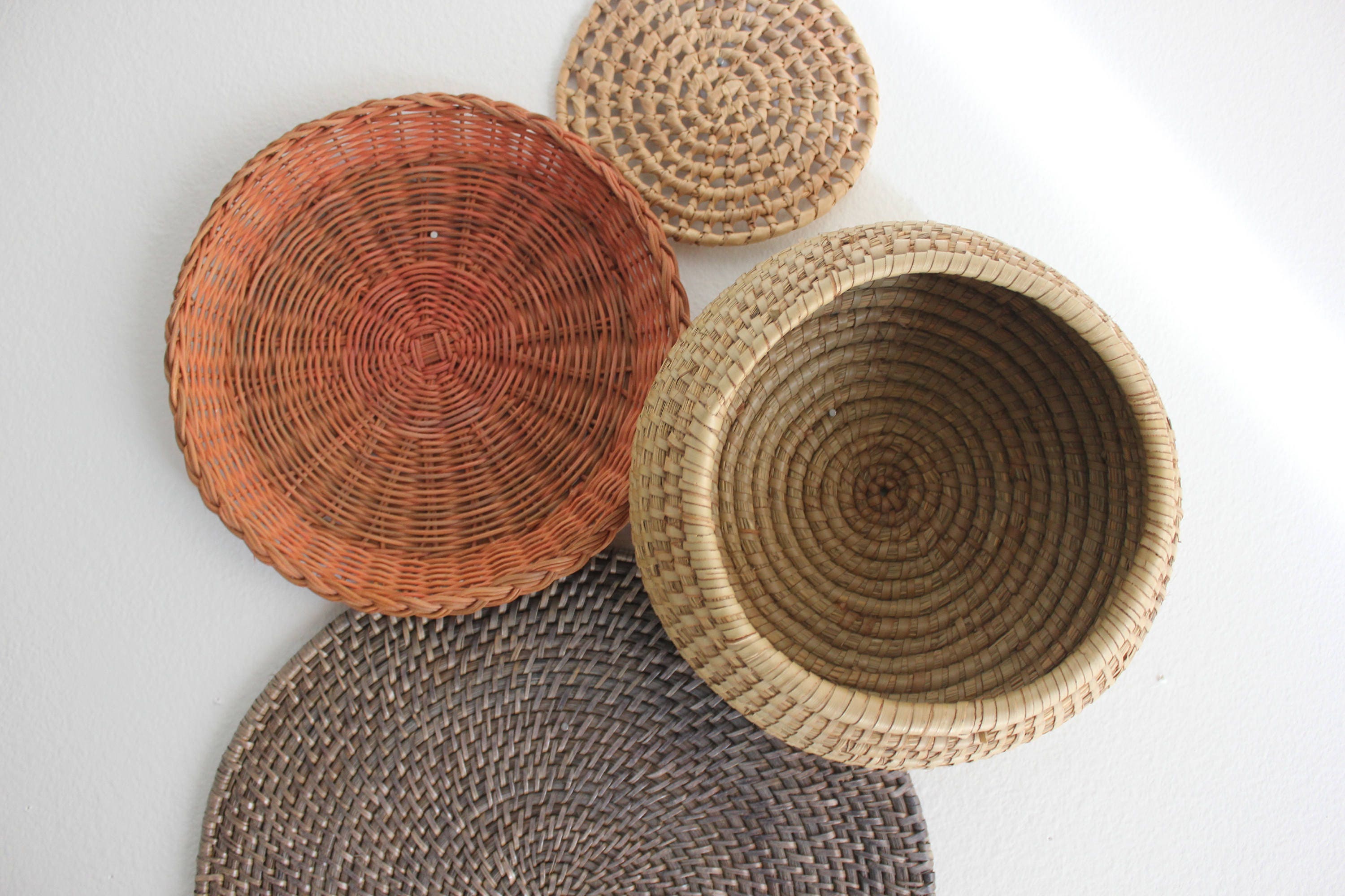 Beautiful Bohemian Basket Grouping Set of 9 Rattan Wall Art