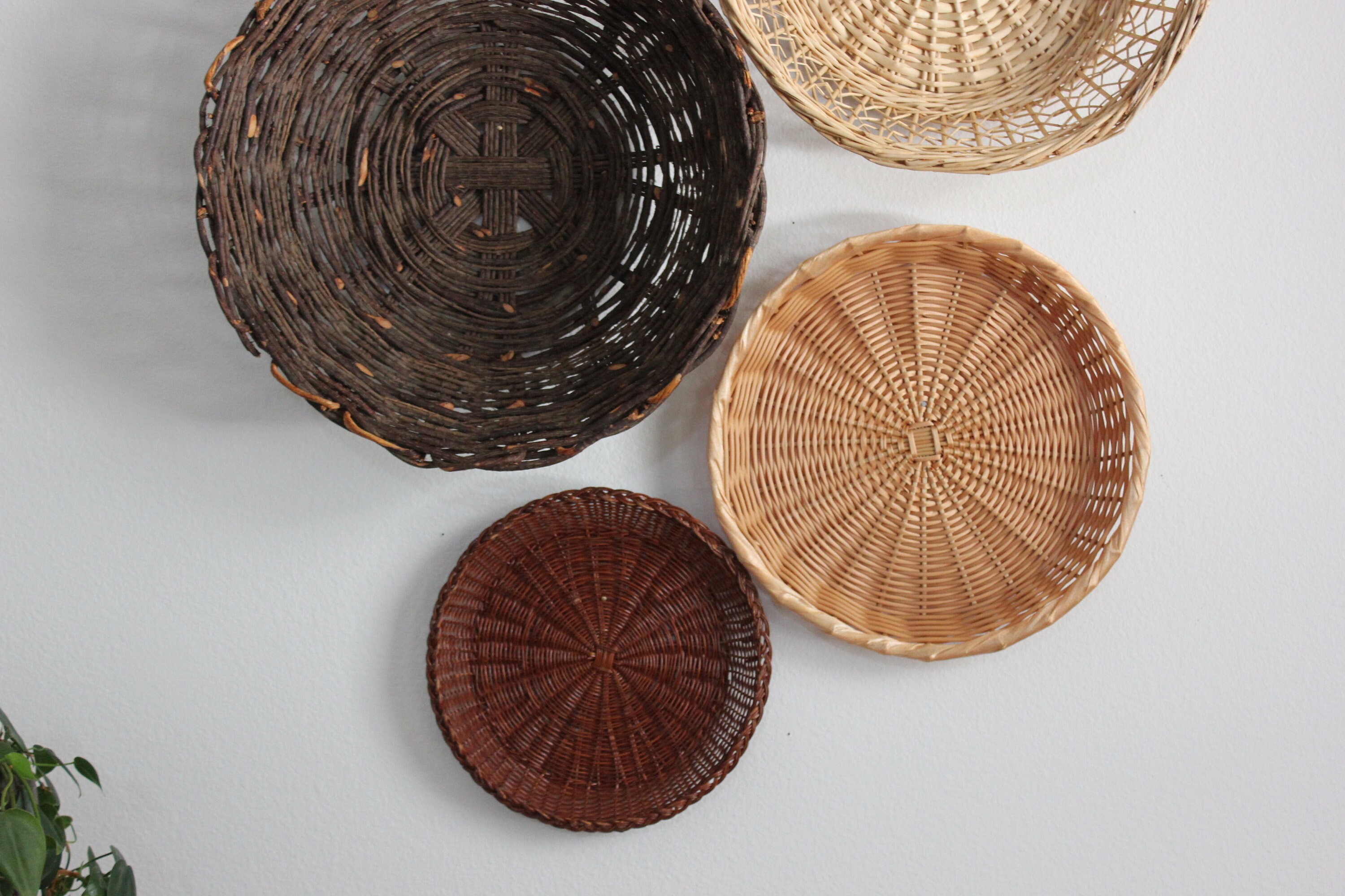 Beautiful Bohemian Basket Grouping Set of 7 Rattan Woven Wall Art