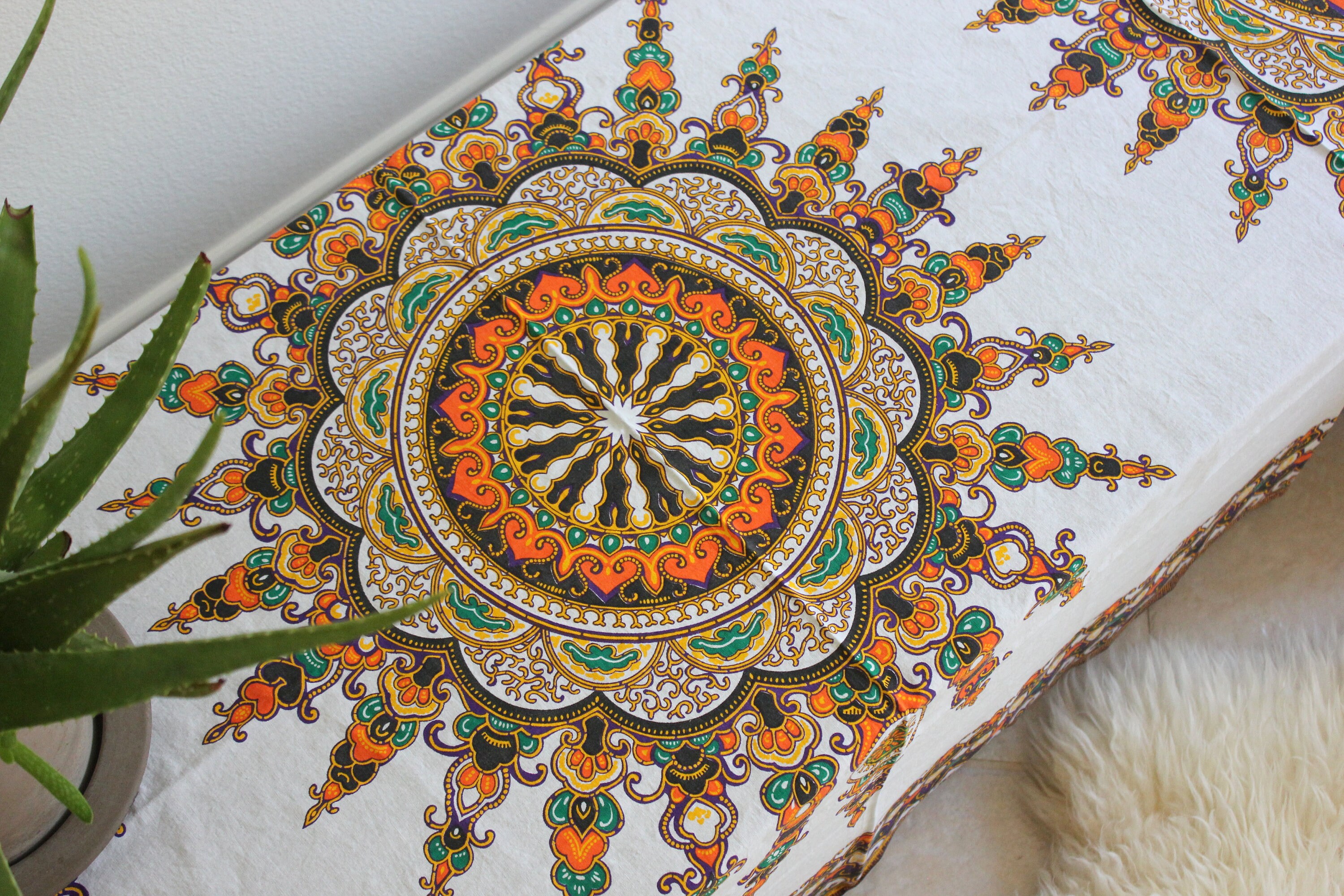 Kenyan Cotton Dashiki Mandala Wall Tapestry / Table Cloth / African Art