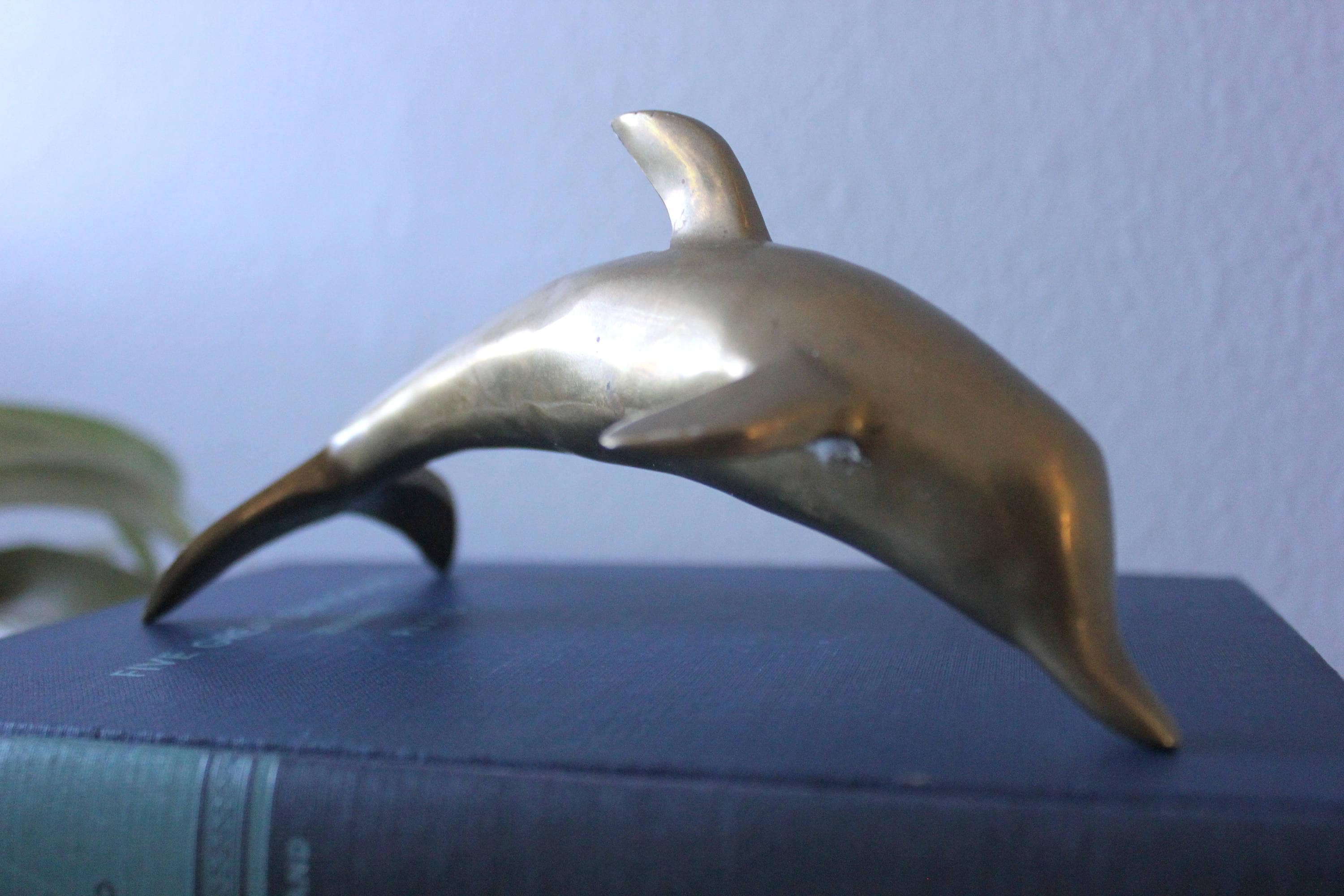 Vintage Solid Brass Dolphin Paperweight
