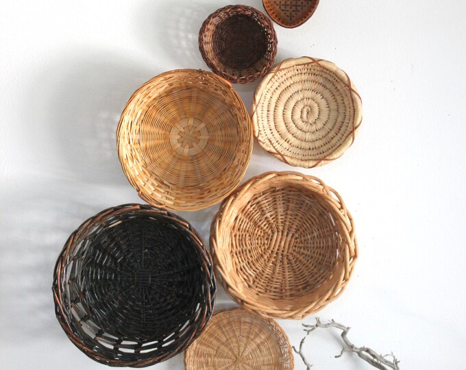 Beautiful Bohemian Basket Grouping Set of 7 Rattan Woven Wall Art - Etsy
