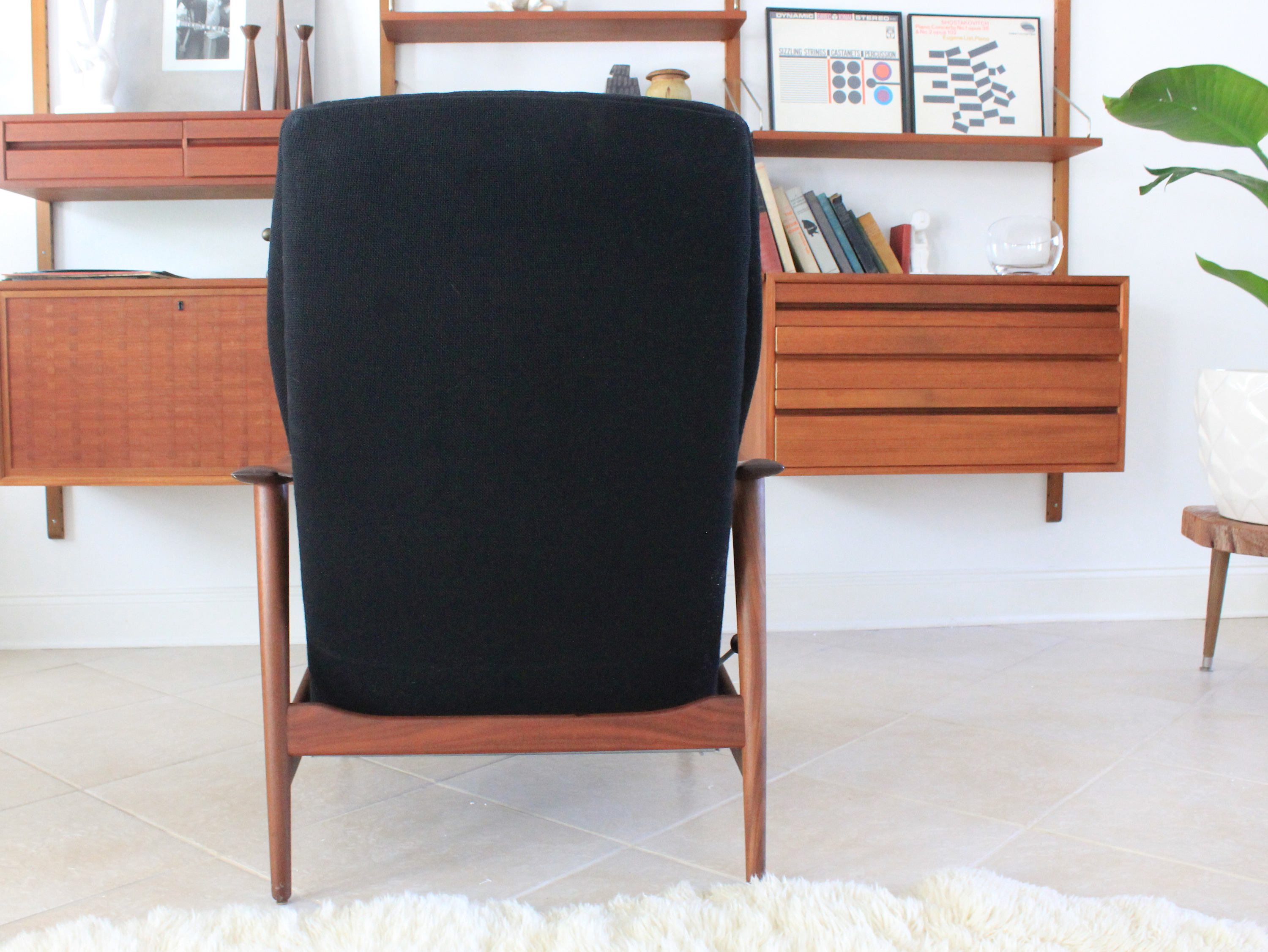 Mid Century Modern Scandinavian High Back Rocking Lounge Chair Recliner ...