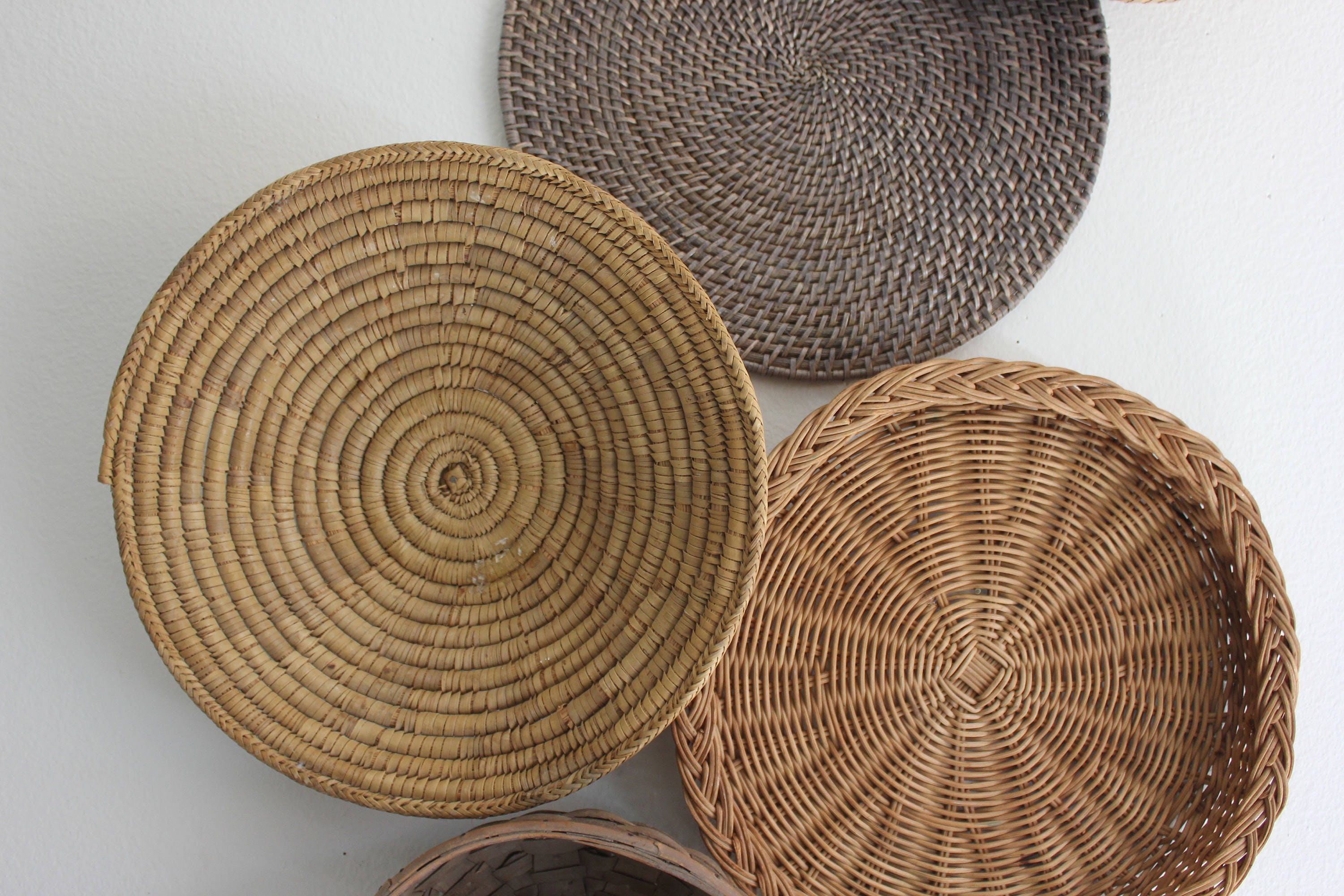 Beautiful Bohemian Basket Grouping Set of 9 Rattan Wall Art