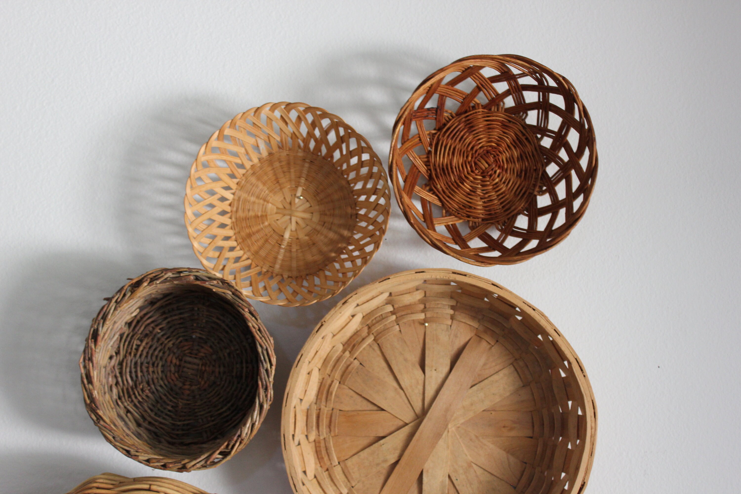 Beautiful Bohemian Basket Grouping Set of 7 Rattan Woven Wall Art