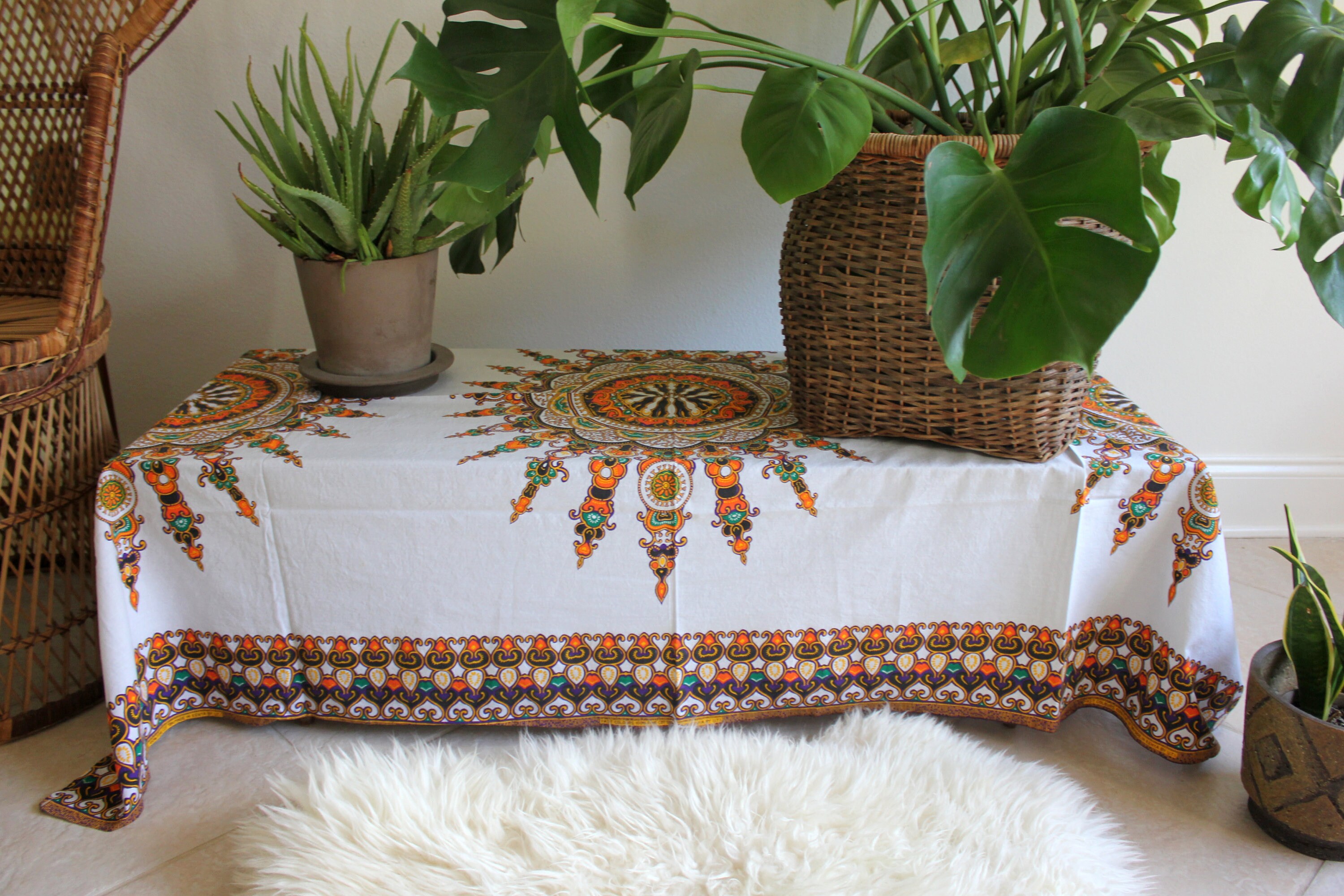 Kenyan Cotton Dashiki Mandala Wall Tapestry / Table Cloth / African Art
