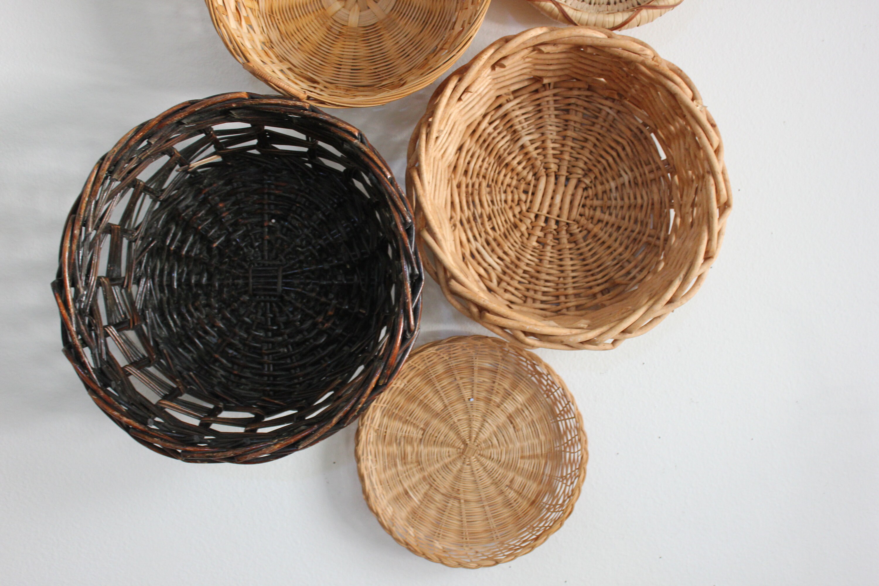 Beautiful Bohemian Basket Grouping Set of 7 Rattan Woven Wall Art
