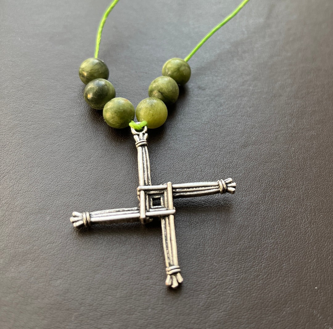 St. Brigid's Cross Necklace With Connemara Marble Beads - Etsy