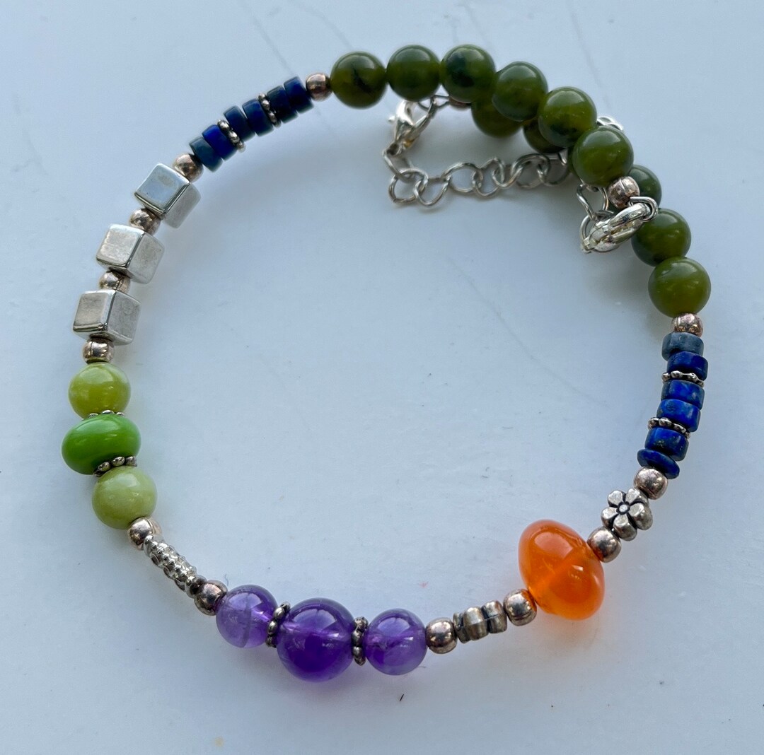 Connemara Marble Wrap Bracelet, Amethyst, Carnelian, Lapis Lazuli - Etsy