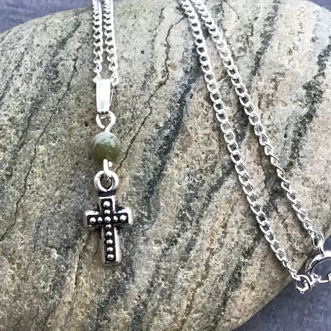 Connemara Marble Cross Pendant Necklace. Irish Jewelry Gift Religious ...