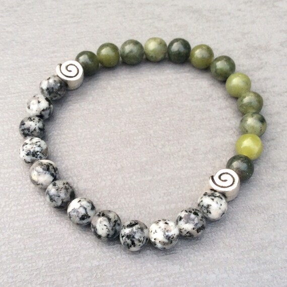 Granite Connemara Marble Mens Bracelet. Celtic Spiral Beads. - Etsy