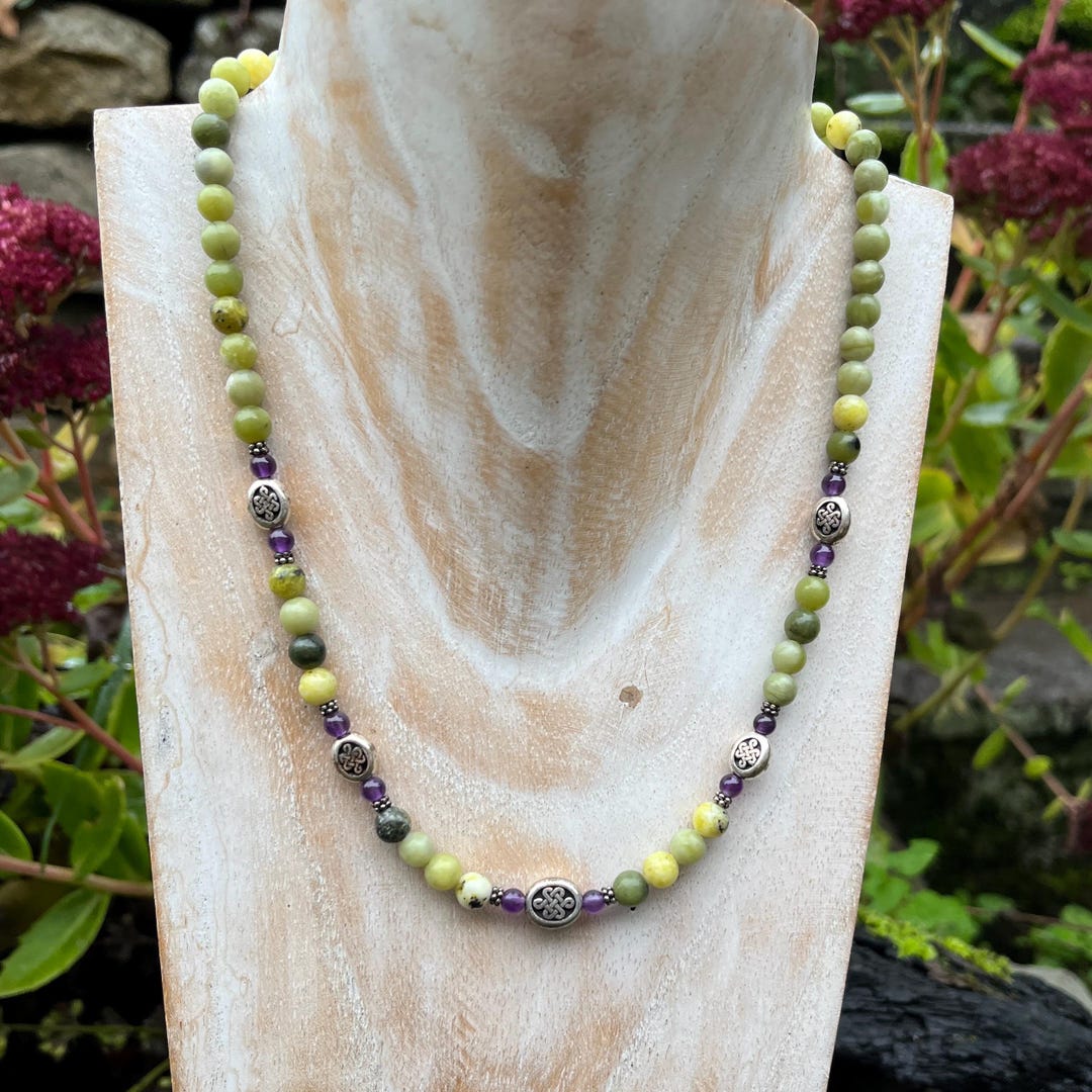 Connemara Marble, Amethyst Gemstone Celtic Necklace. Connemara Necklace ...
