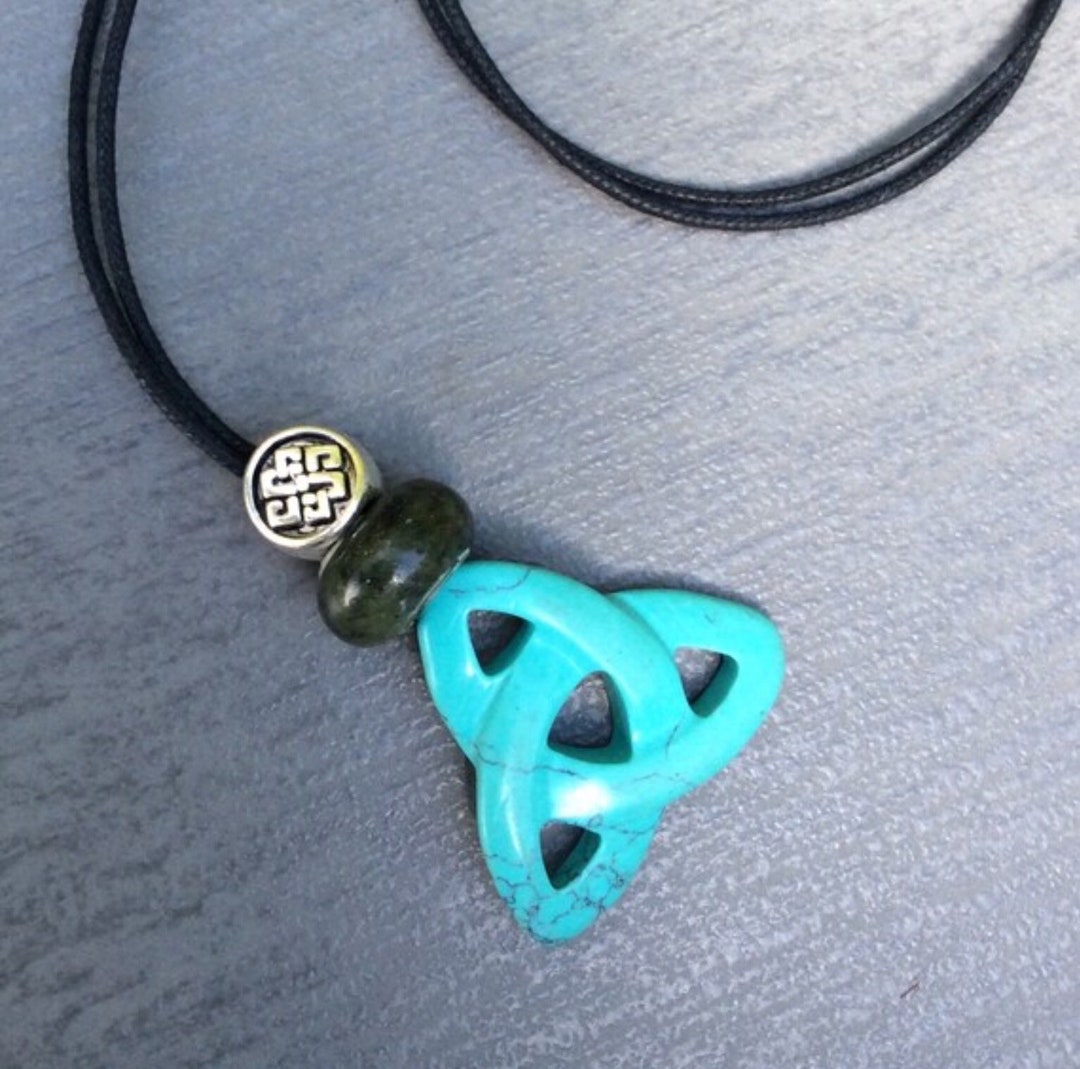 Turquoise Connemara Marble Celtic Trinity Triskele Hand Carved Gemstone ...