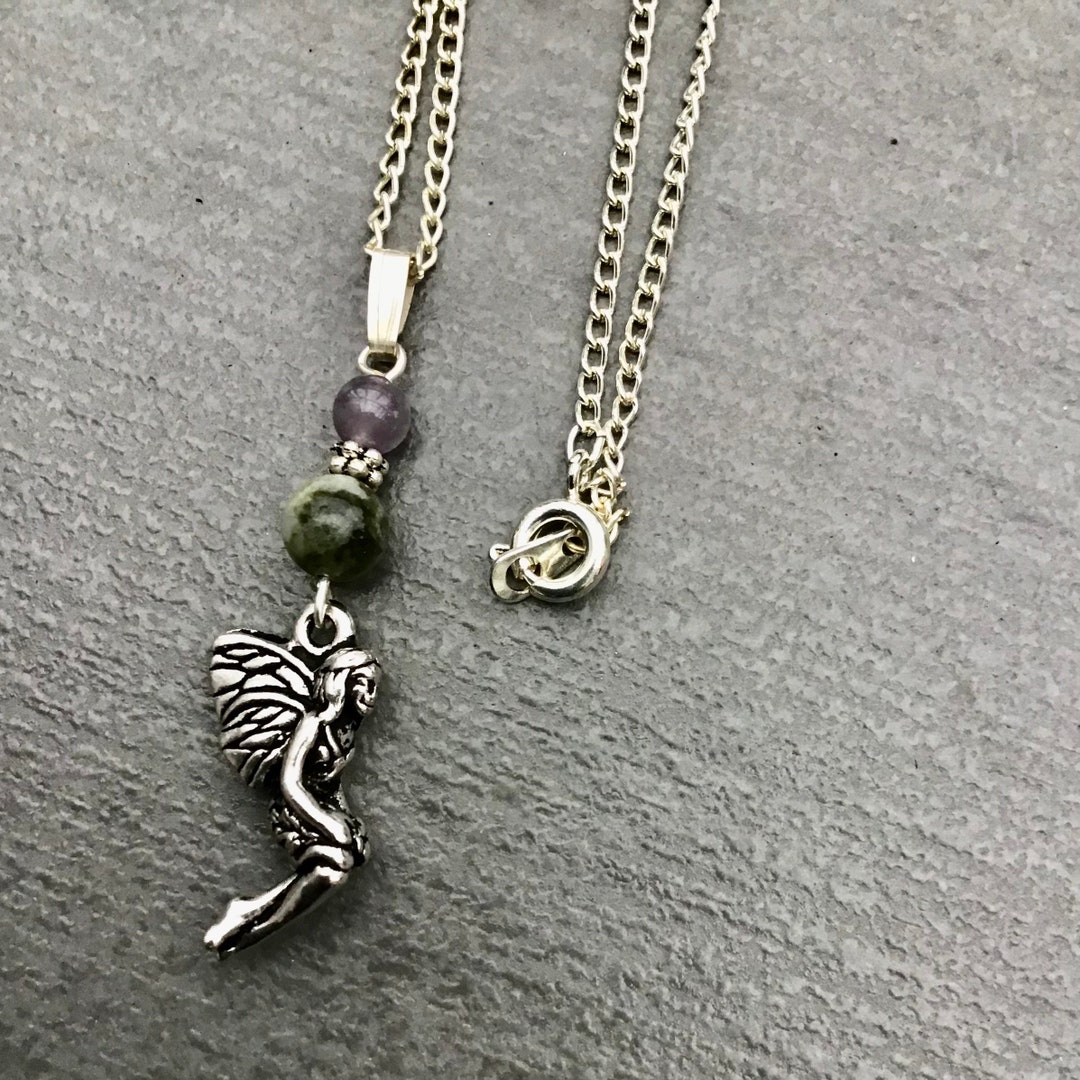 Connemara Marble Fairy, With Purple Amethyst Celtic Fairy Pendant ...