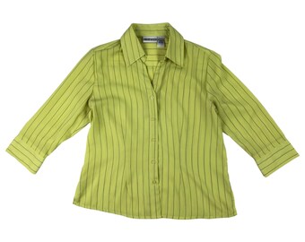 Green Striped Blouse - Etsy