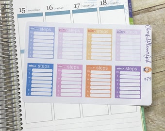 Daily Steps Tracker VERTICAL Planner Stickers Weekly Sidebar - Etsy