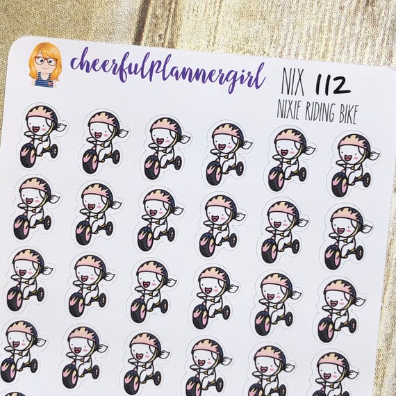 Nixie Riding a Bike Planner Stickers | Etsy