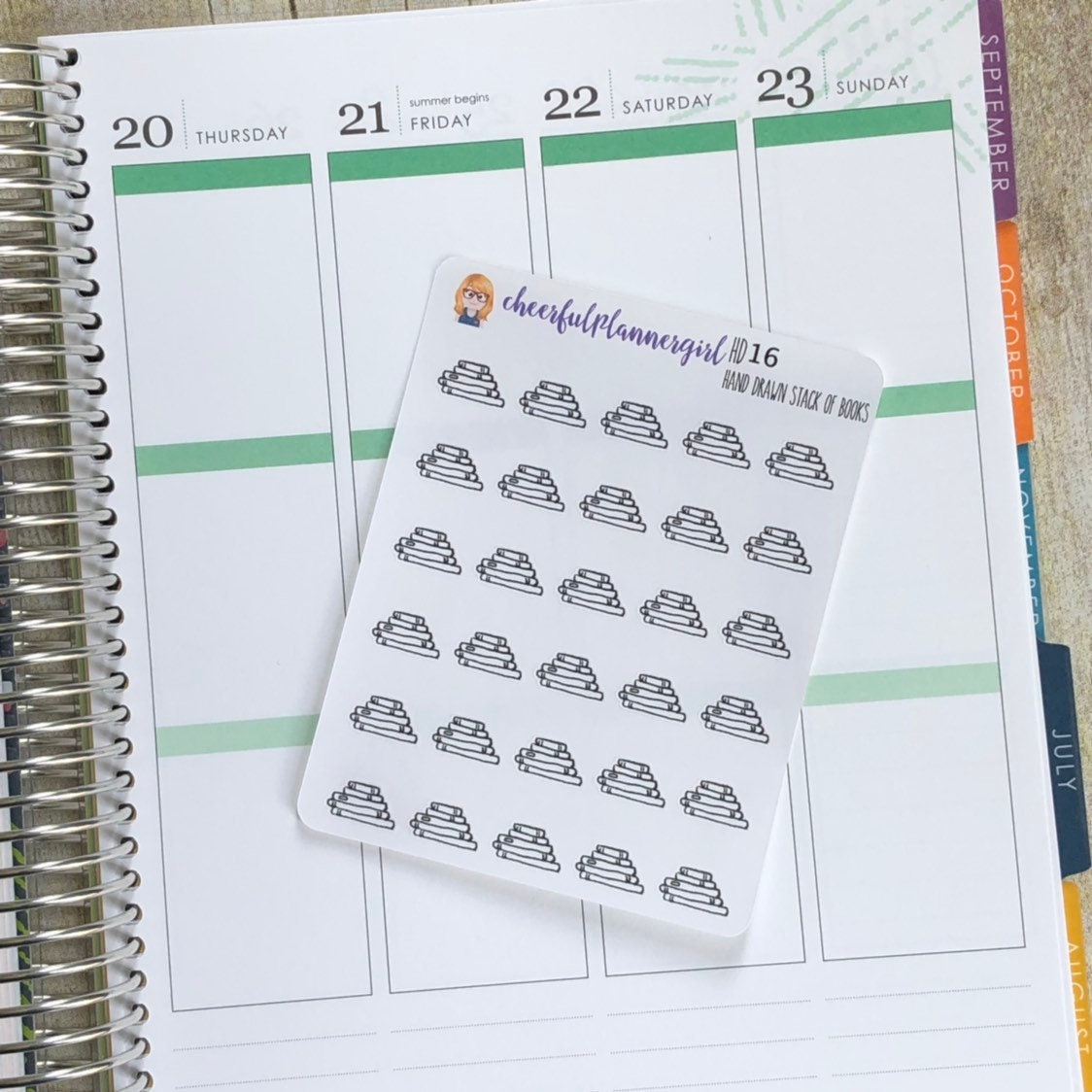 Hand Drawn Stack of Books Planner Stickers | Etsy