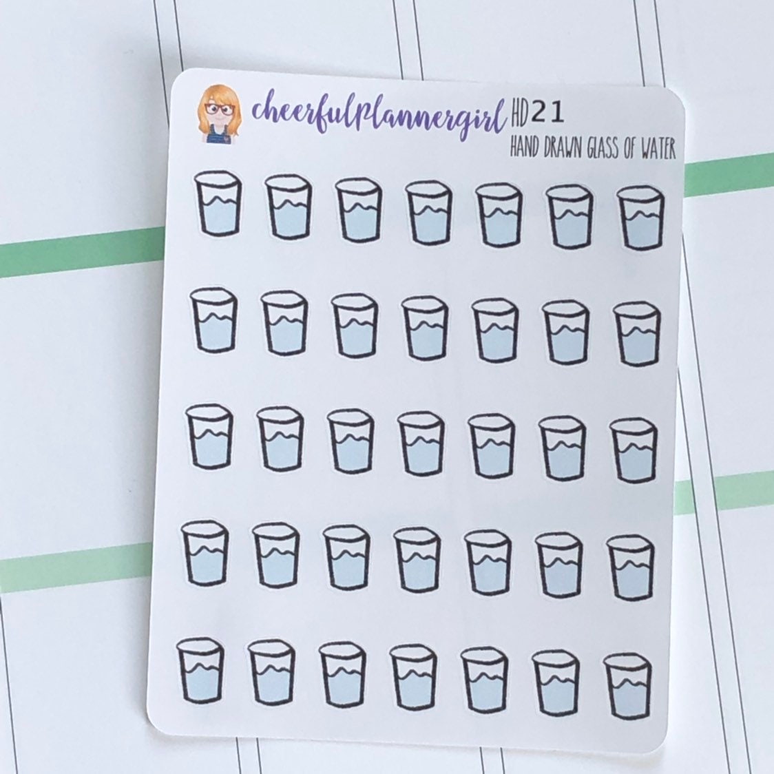 Hand Drawn Glass of Water Planner Stickers | Etsy