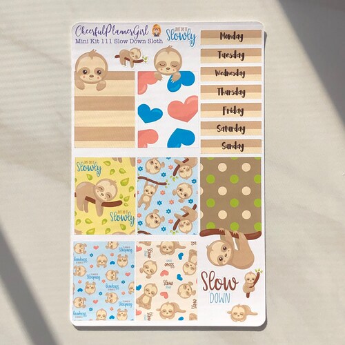 Sloth Planner Stickers Printable Weekly Kit Animal Stickers - Etsy