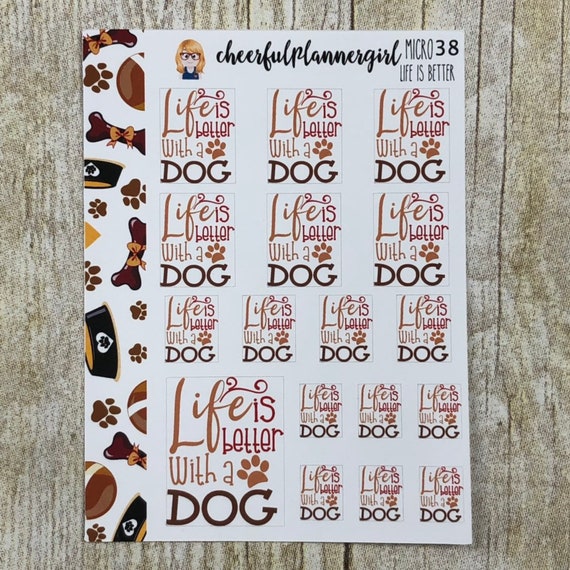 Life is Better With a Dog Typography Micro Planner Stickers - Etsy