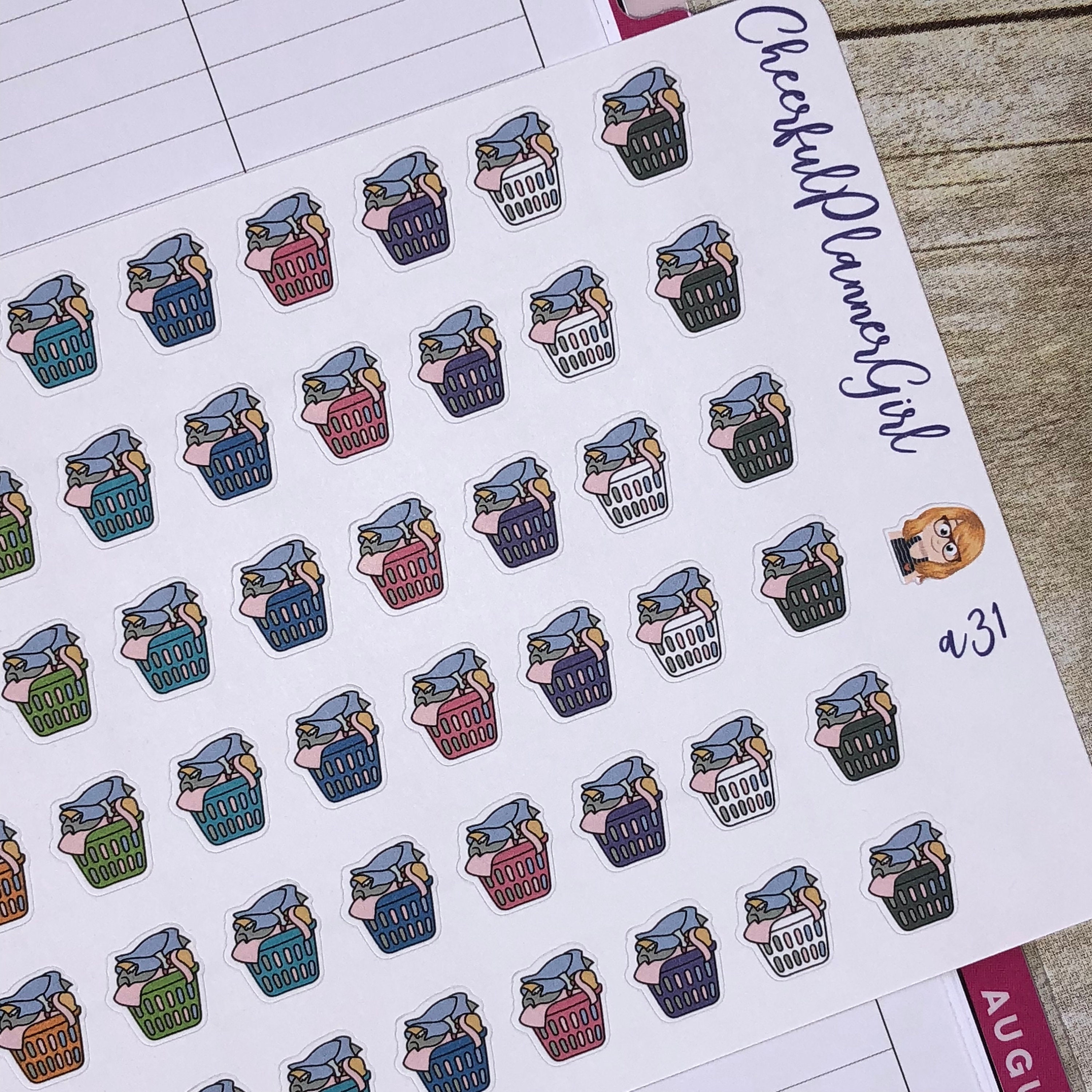 Full Laundry Basket Planner Stickers | Etsy