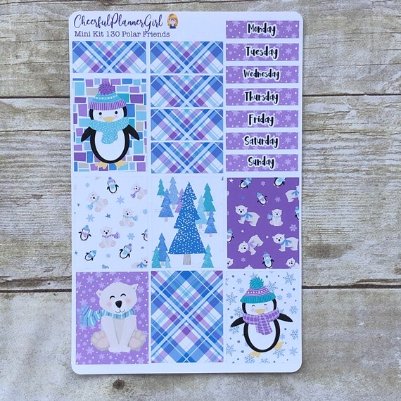 Polar Friends Mini Kit Weekly Layout Planner Stickers | Etsy