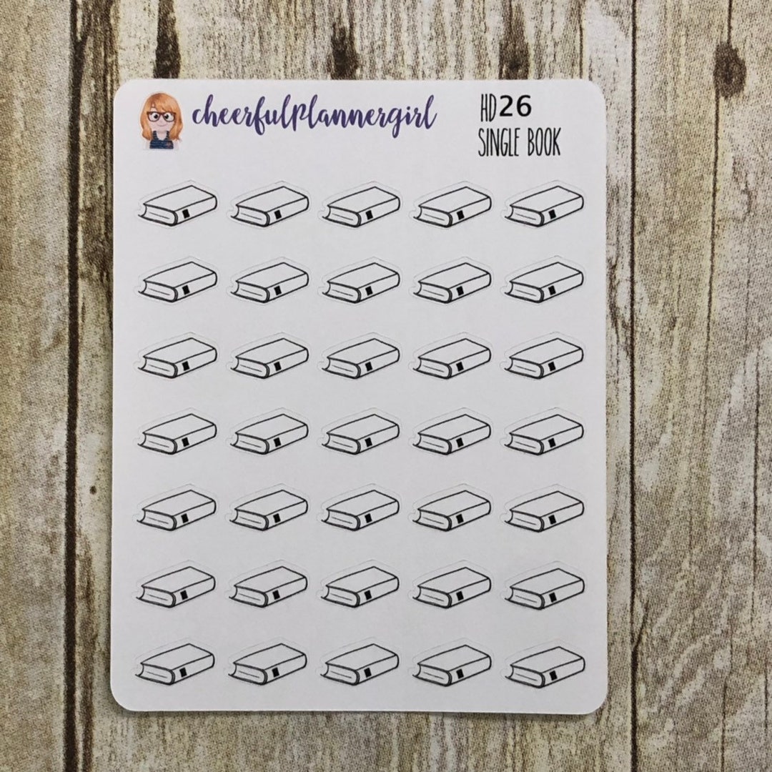 Hand Drawn Single Book Planner Stickers - Etsy