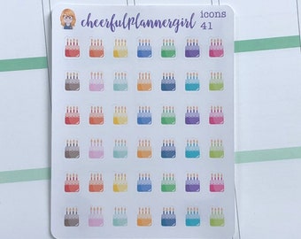 40 Cute Birthday Cake 2 Planner Stickers - Etsy