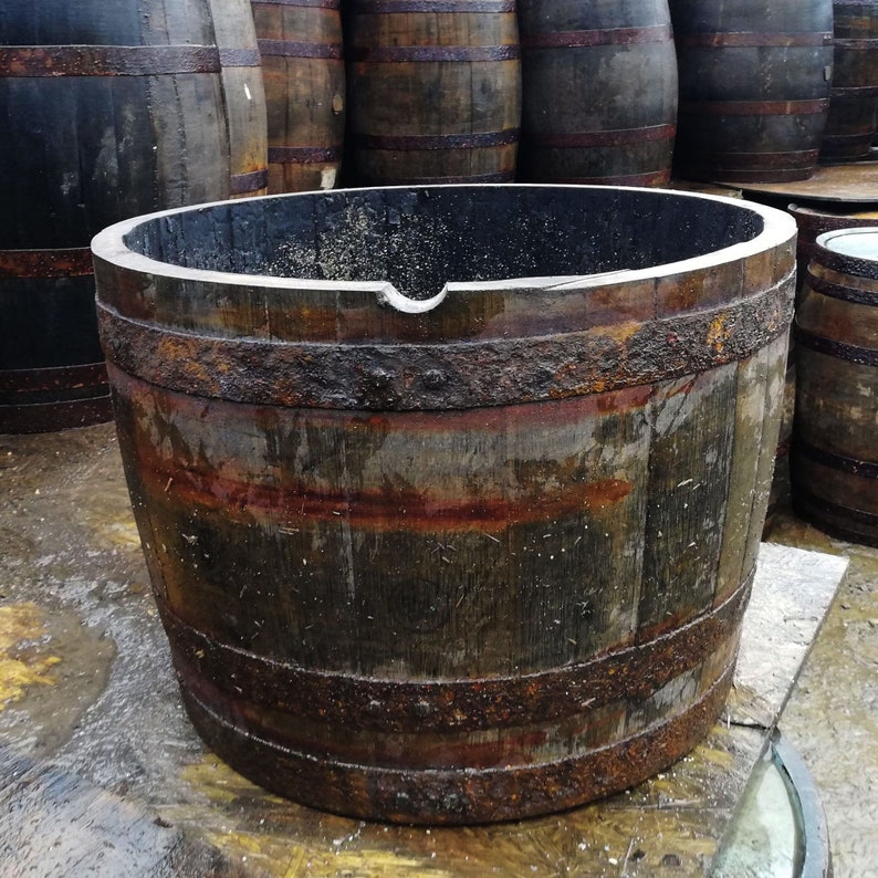 Oak Whiskey Half Barrel Planters Multiple Size Options See | Etsy