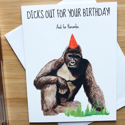 Harambe Birthday Card RIP Harambe Funny Birthday Card Funny | Etsy