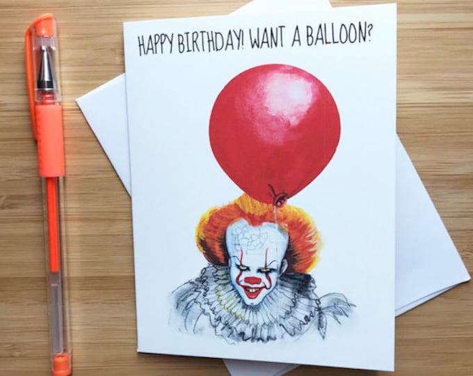 Killer Clown Birthday Card Creepy Clowns Birthday Clowns - Etsy