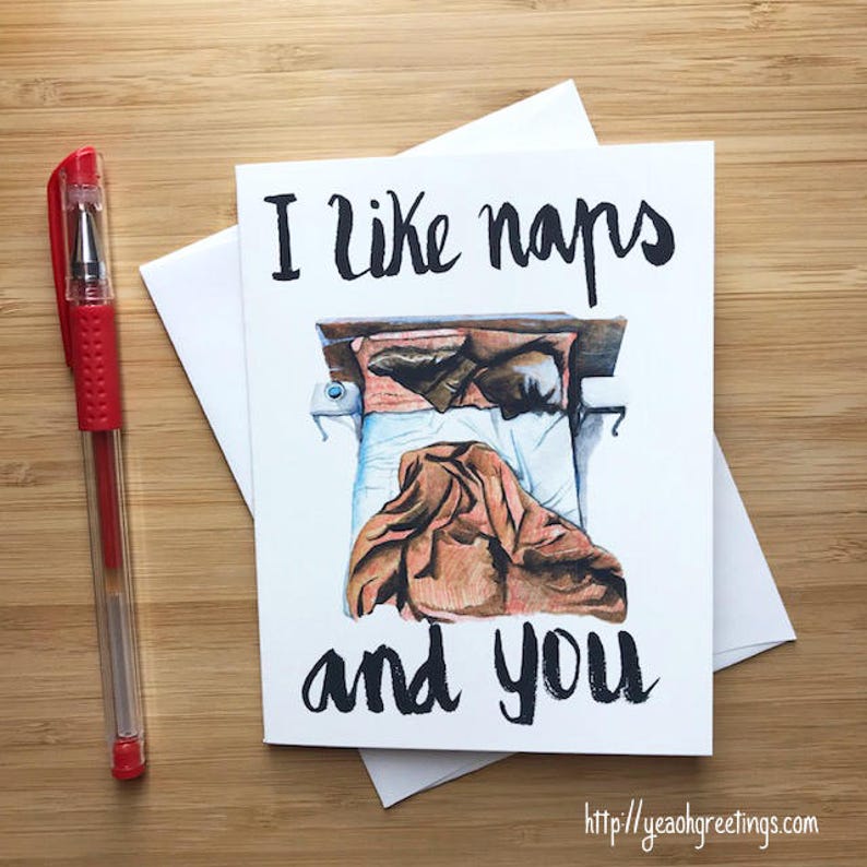 Cute Naps Love Card Valentines Day Card I Love You Card | Etsy