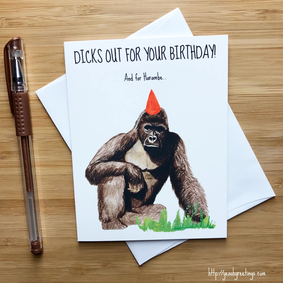 Harambe Birthday Card, RIP Harambe, Funny Birthday Card, Funny Memes ...