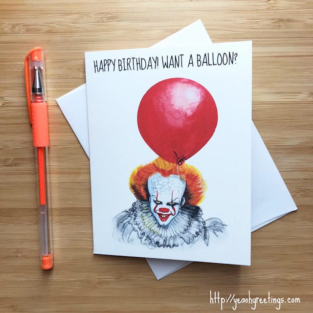 Killer Clown Birthday Card, Creepy Clowns, Birthday Clowns, Horror ...