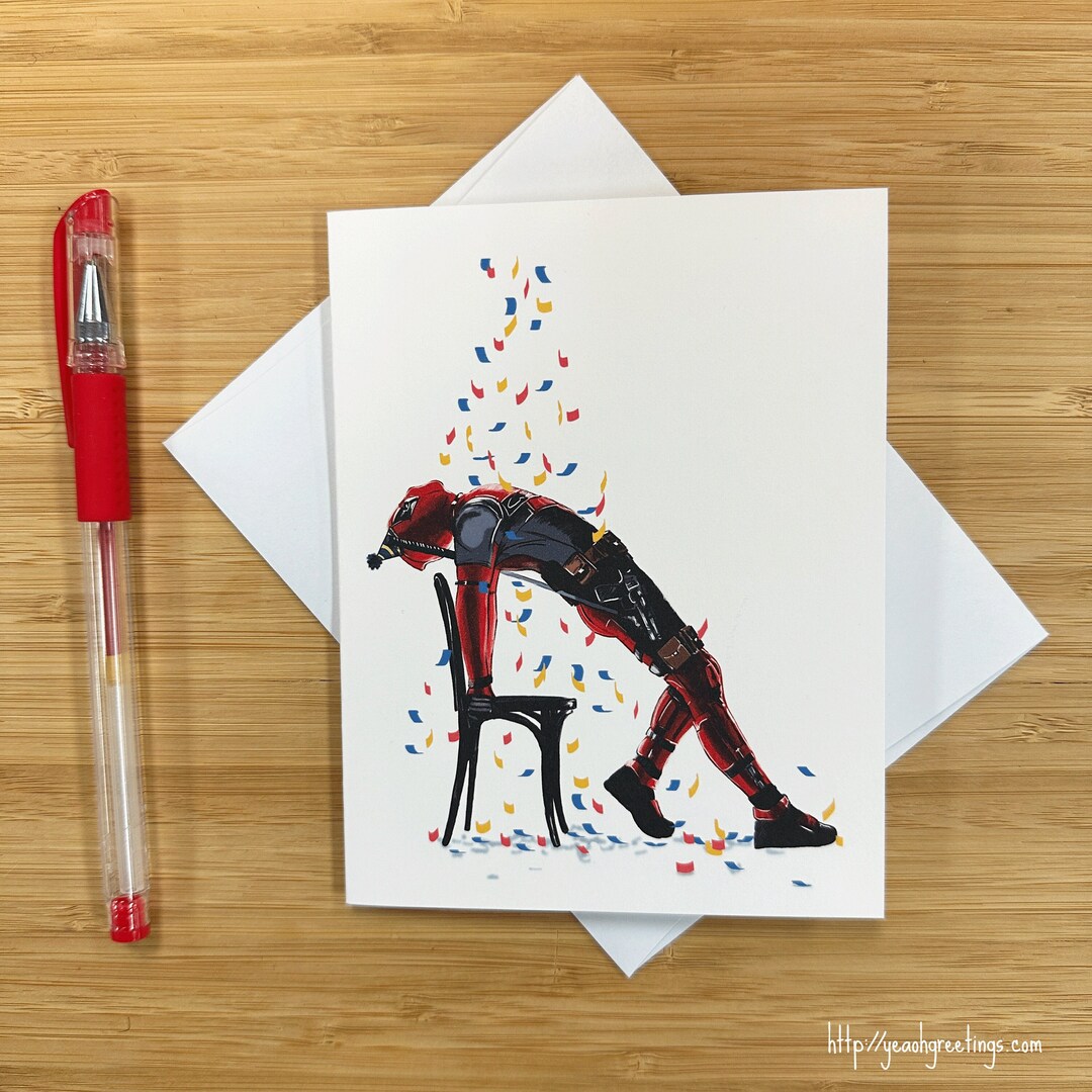 Funny Deadpool Birthday Shower Card, Superhero Birthday Gift Idea ...
