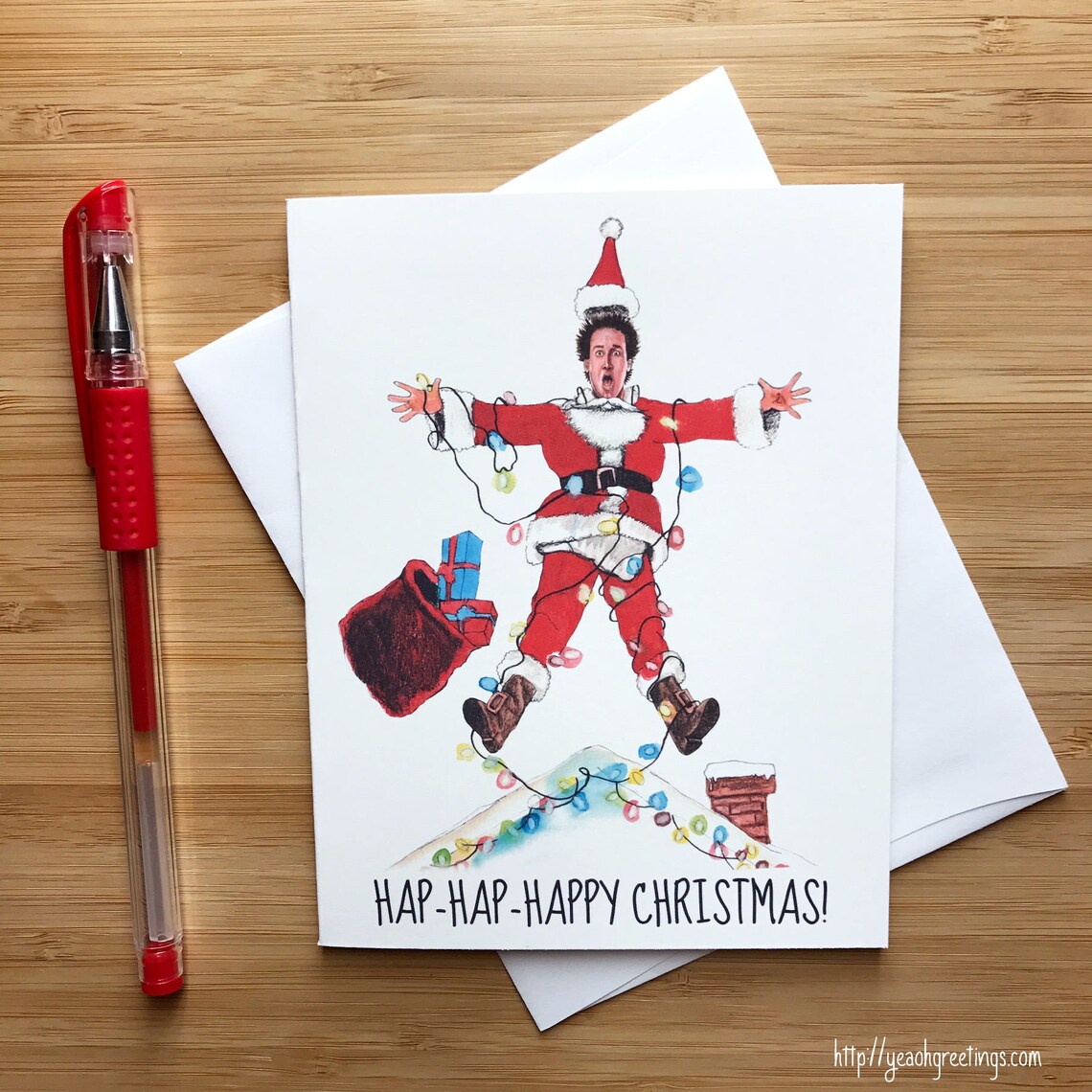 Hap Hap Happy Christmas Card Christmas Cards Funny Santa | Etsy