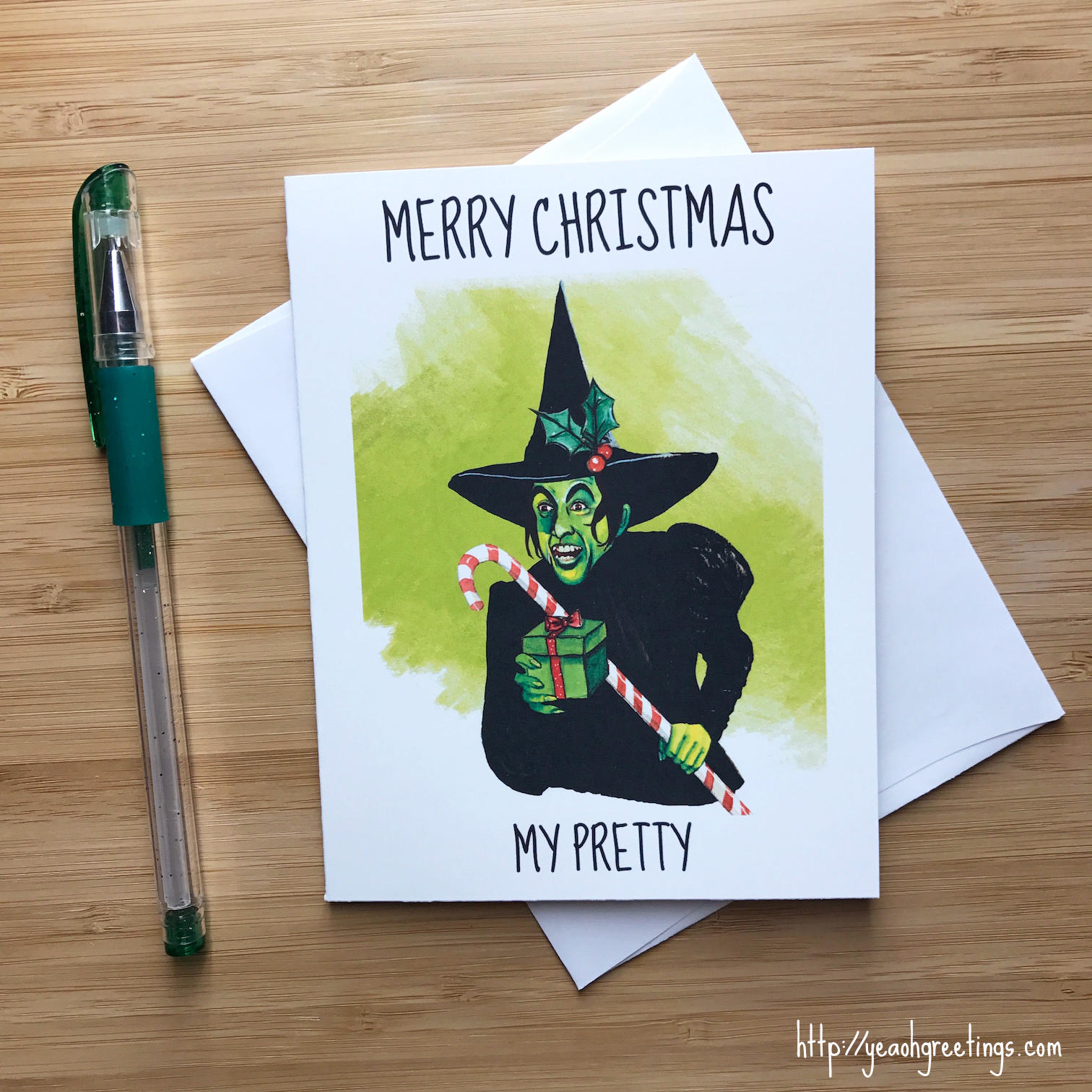 Cute Witch Christmas Card Funny Holiday Greeting Card - Etsy