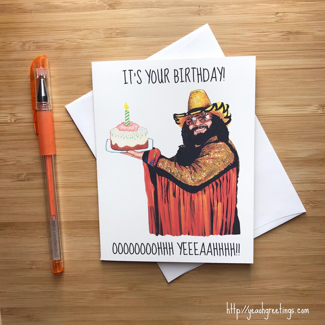 Funny 1980s Wrestler Birthday Card, Happy Birthday Card for Father ...